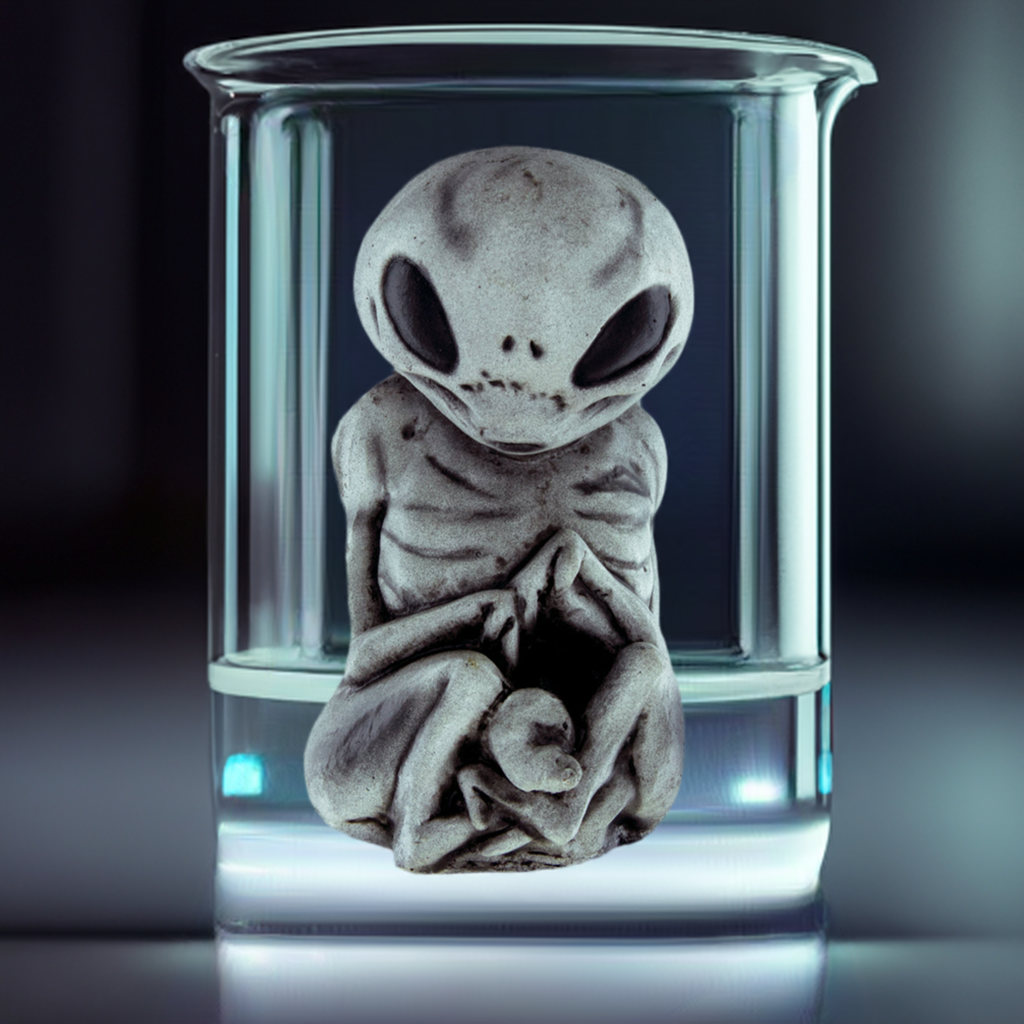 Grey Alien Monster Embryo in Formaldehyde Jar Prop – SCREAMIUM