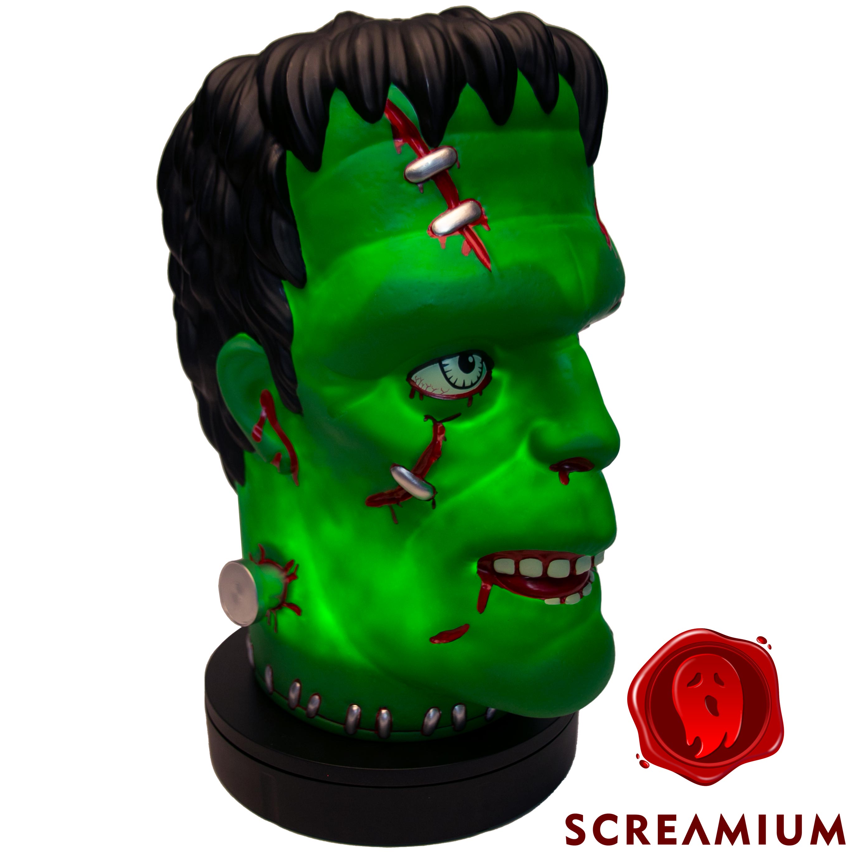 Giant Frankenstein Head Animatronic Prop 20-Inch-Tall Halloween Decora ...